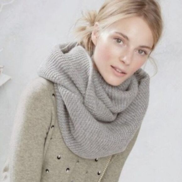 J. Crew | Accessories | Jcrew Greyribbed Knit Wool Cashmere Infinity ...